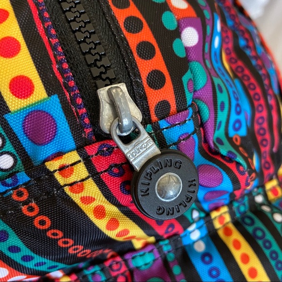 Kipling | Bags | Nwot Kipling Multi Colored Circlesstripe Backpack ...